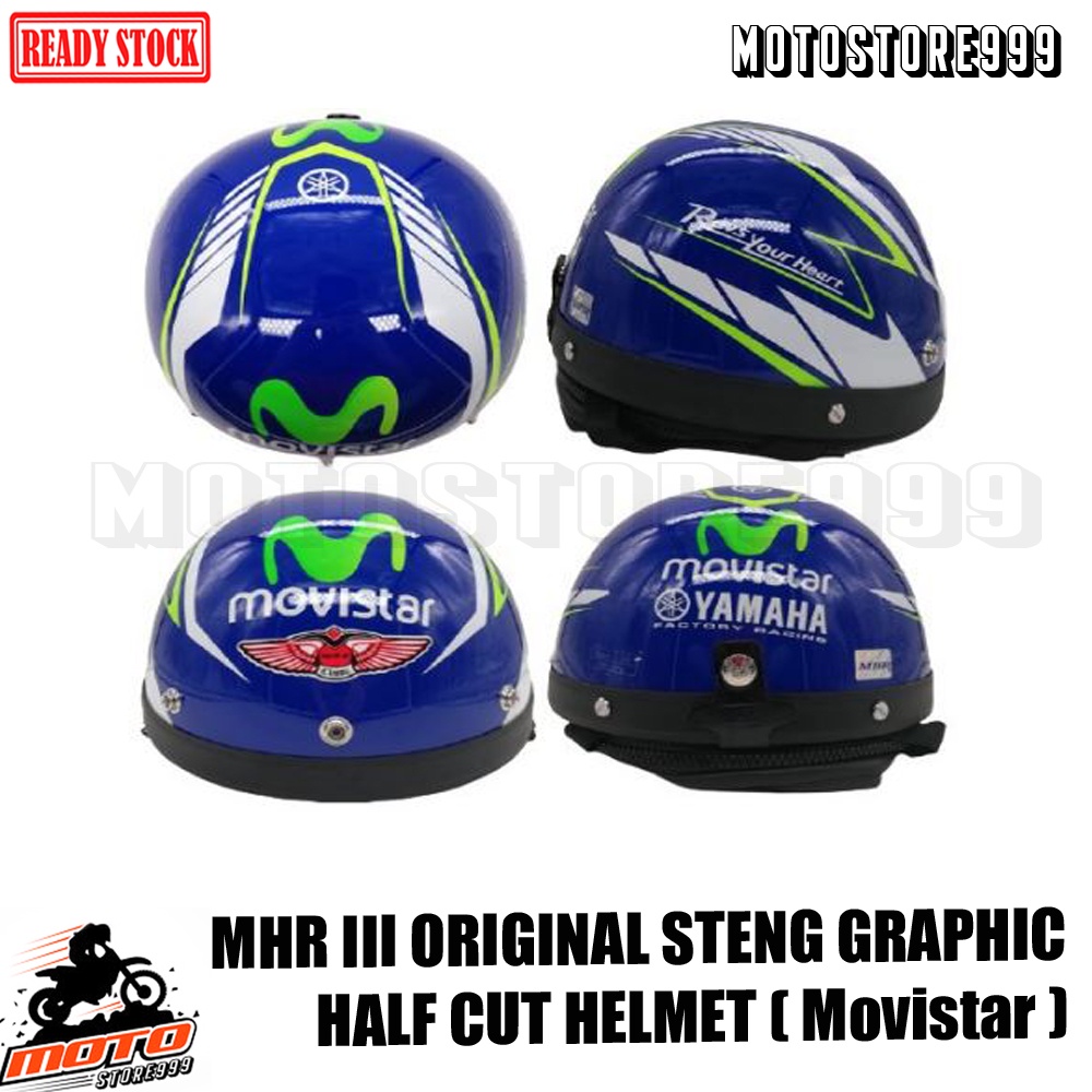 MHR III ORIGINAL STENG GRAPHIC HALF CUT HELMET MOVISTAR READY STOCK ...
