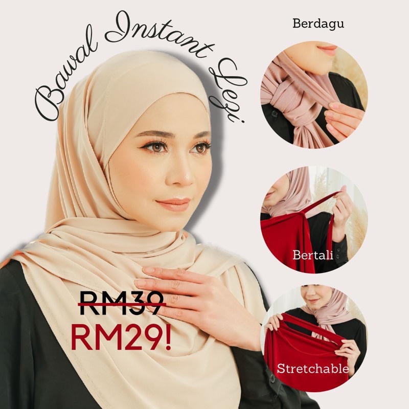 Offer RM29 Tudung Bawal Instant Lezi Bawal Malas Tudung Instant Tudung ...