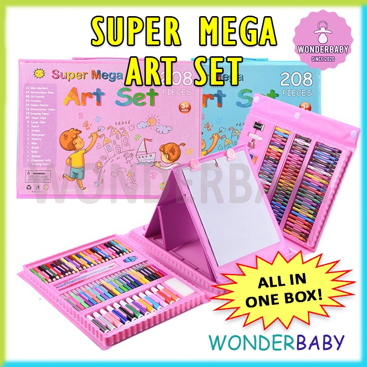 Super Mega Art Set 208/86/42pcs Drawing Coloring Book Case Box Folding ...