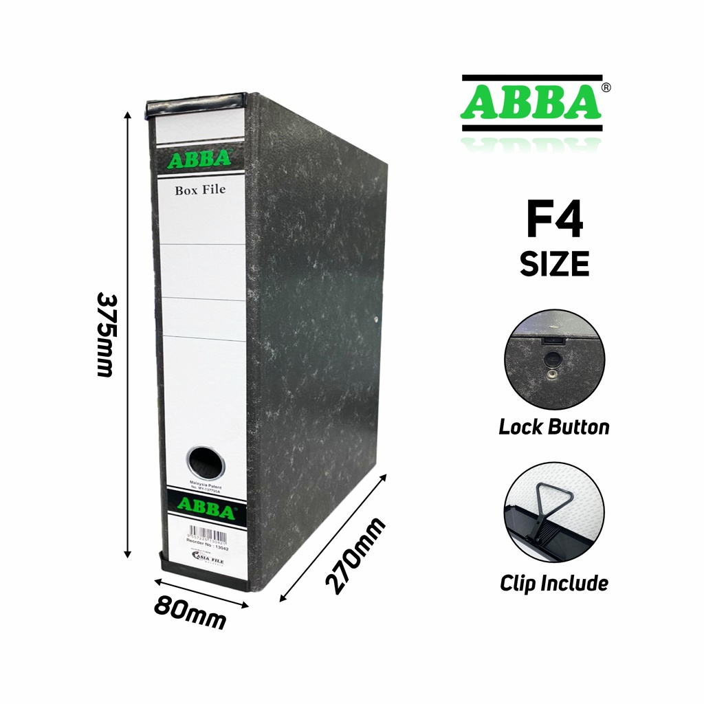 ABBA Box File With Clip F4 3 Inch (No.13042) | Shopee Malaysia
