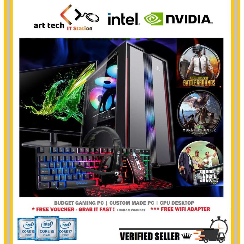 INTEL FULL SET BUDGET GAMING PC / CUSTOM PC / RYZEN / NVIDIA RTX GTX ...