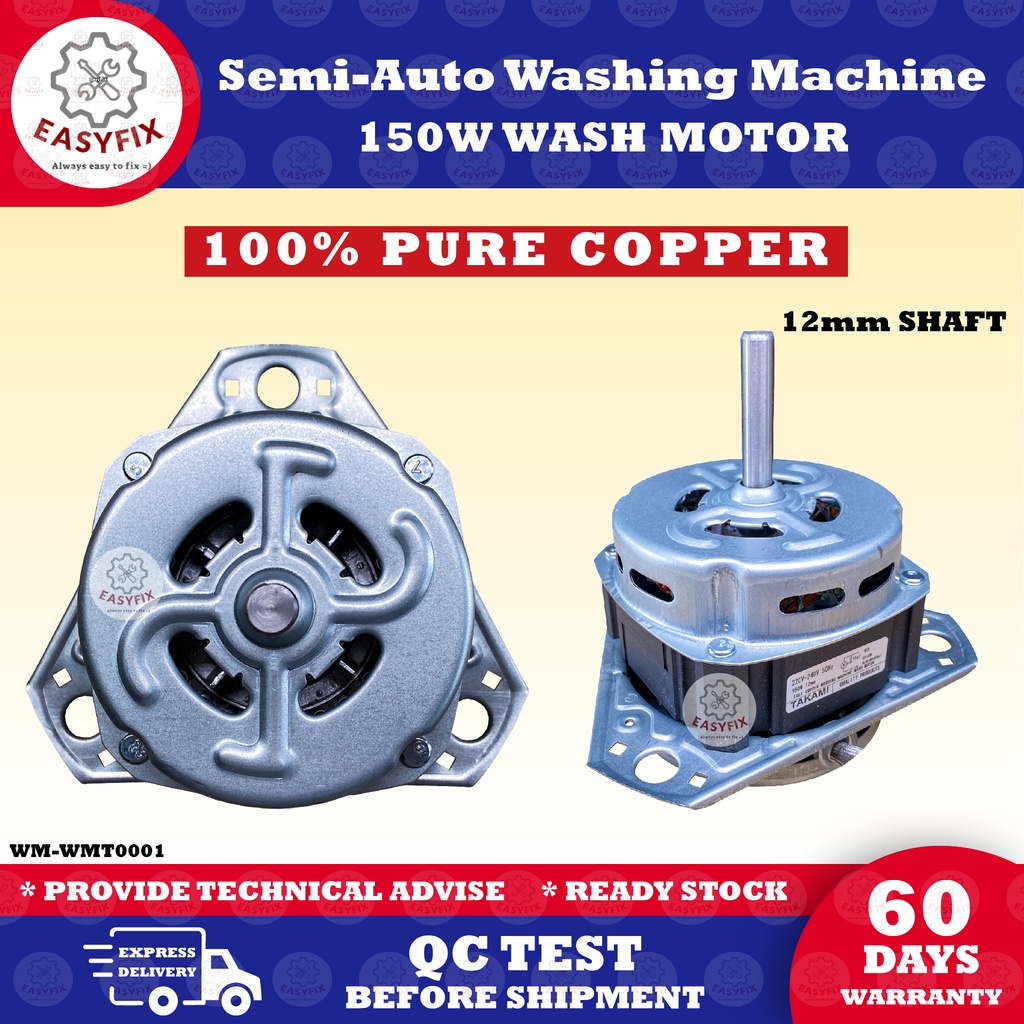 150W Wash Motor Semi-Auto Washing Machine (Motor Basuh Mesin Basuh ...