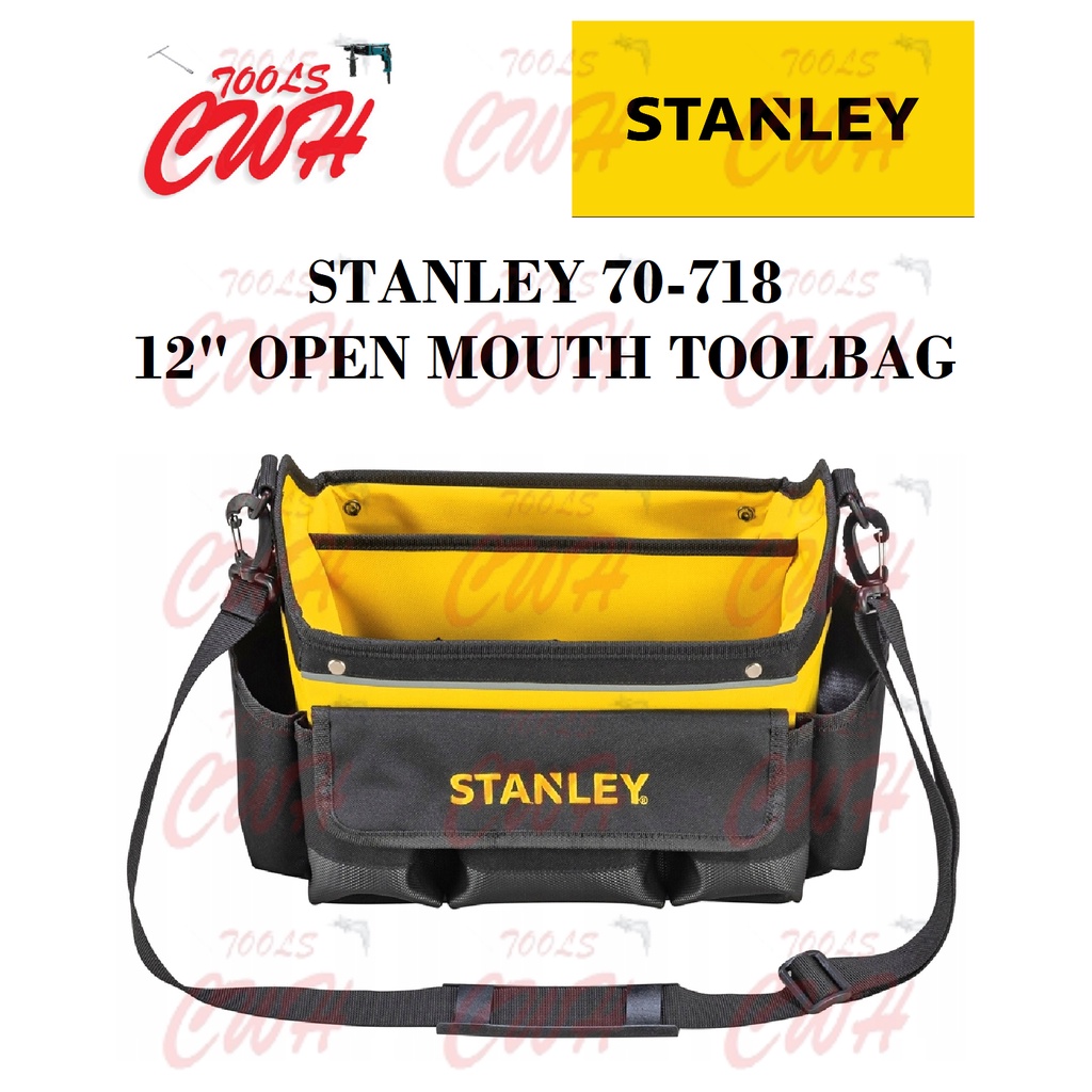 STANLEY 12" ESSENTIAL OPEN MOUTH TOOL BAG TOOLBAG TOOLS STORAGE ...