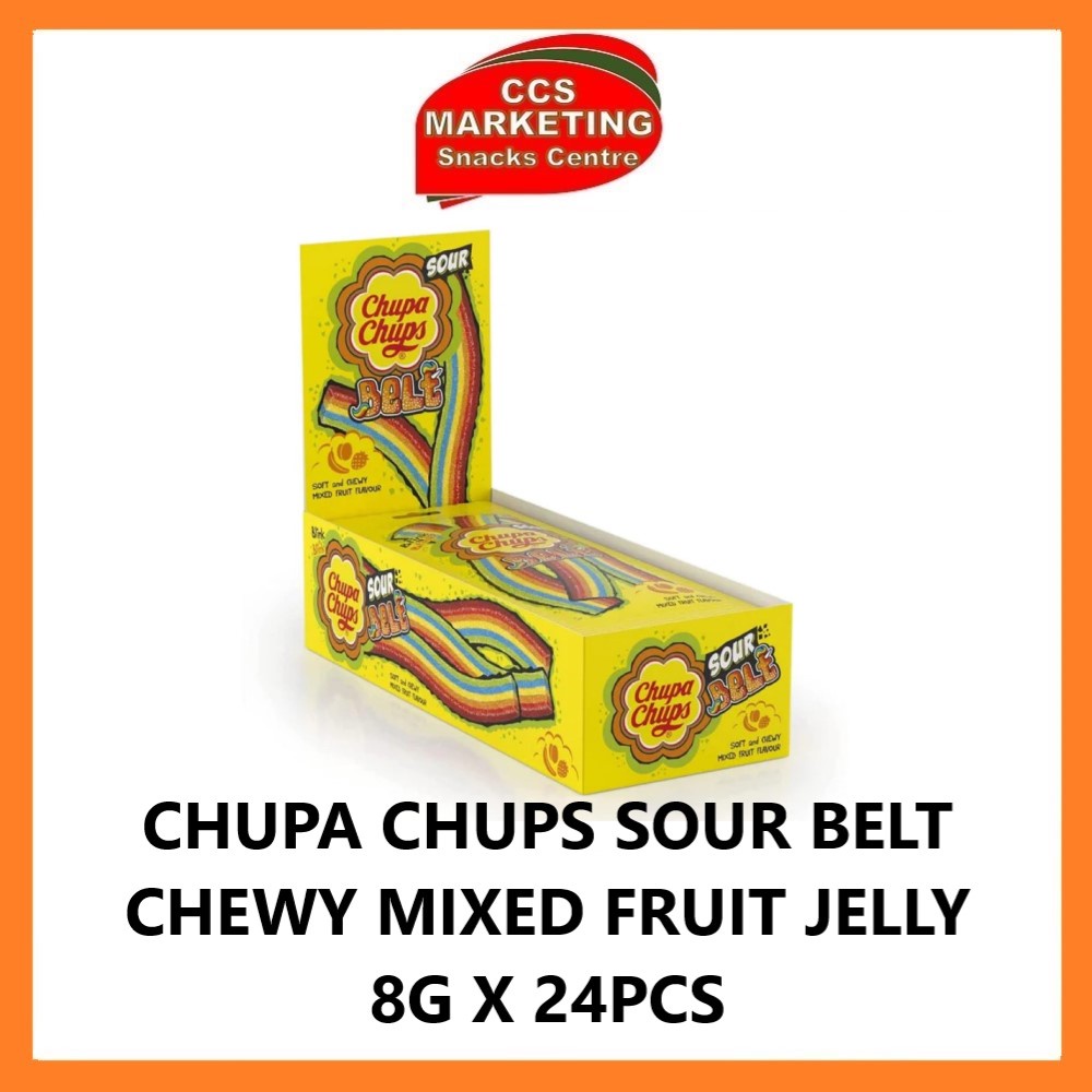 CCS Chupa Chups Sour Belt Chewy Mixed Fruit Jelly ( 8g x 24pcs ) | Shopee Malaysia