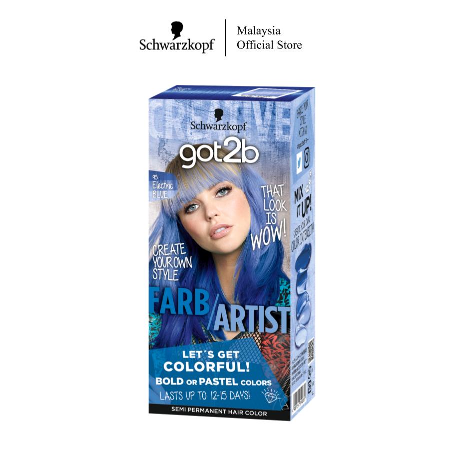 Schwarzkopf GOT2B FARB/ARTIST 095 Electric Blue Color (47ml) | Shopee ...