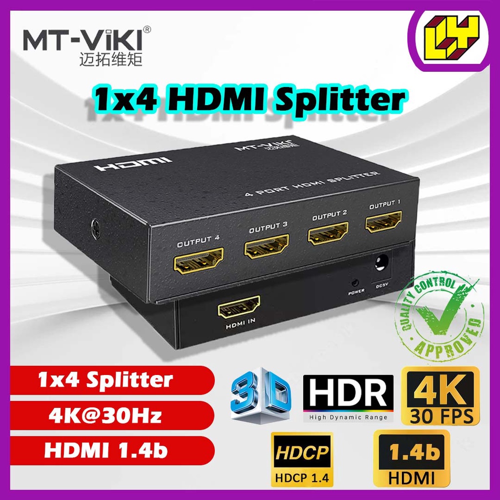 MT-VIKI HDMI Splitter 1x4 HDMI 4 PORT Splitter HDMI Splitter 1 in 4 out ...