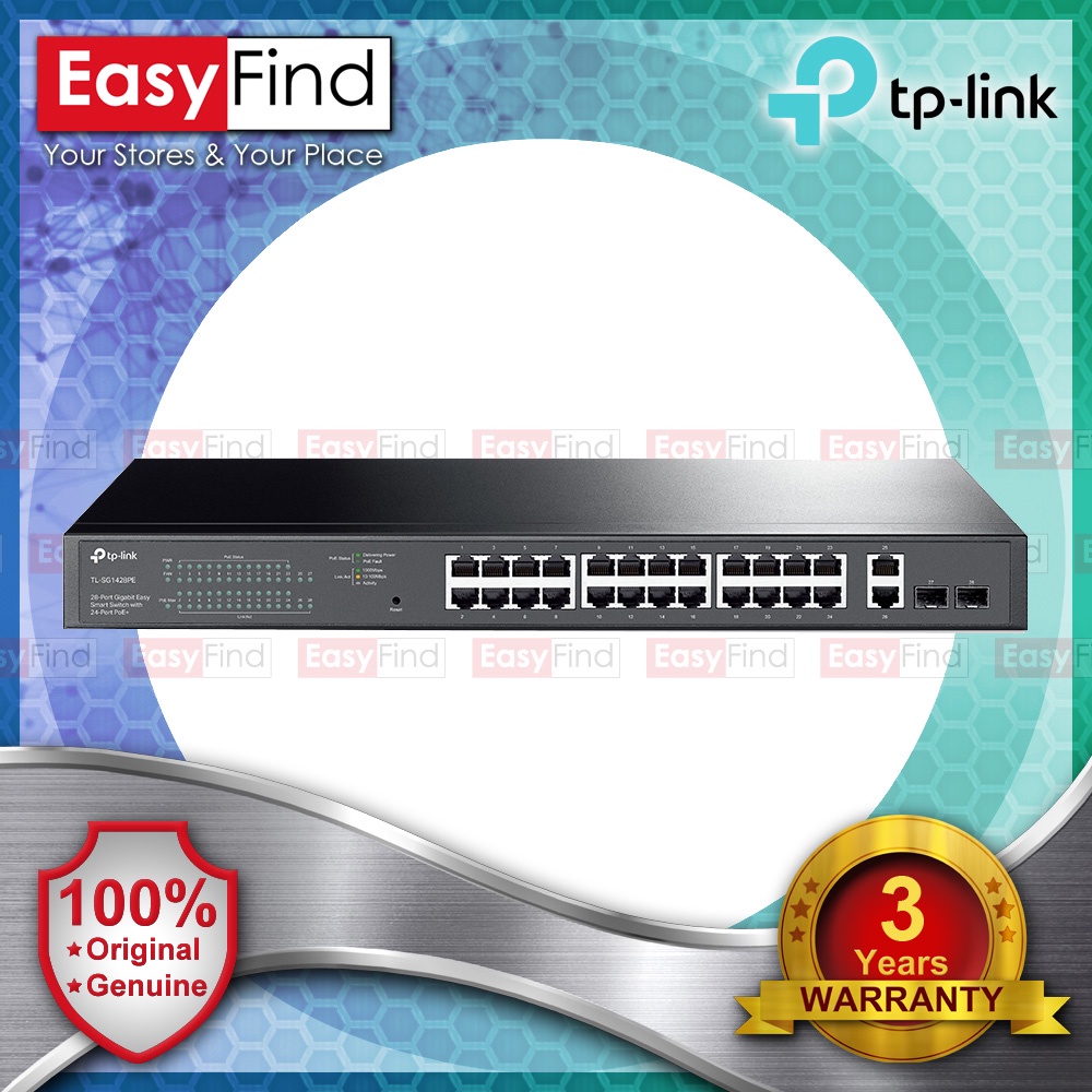 TP-Link TL-SG1428PE 28-Port Gigabit Easy Smart Switch with 24-Port PoE+ ...