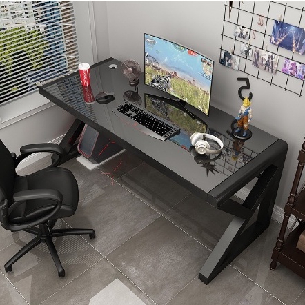 Office Tempered glass Minimalist computer desk gaming table study desk ...