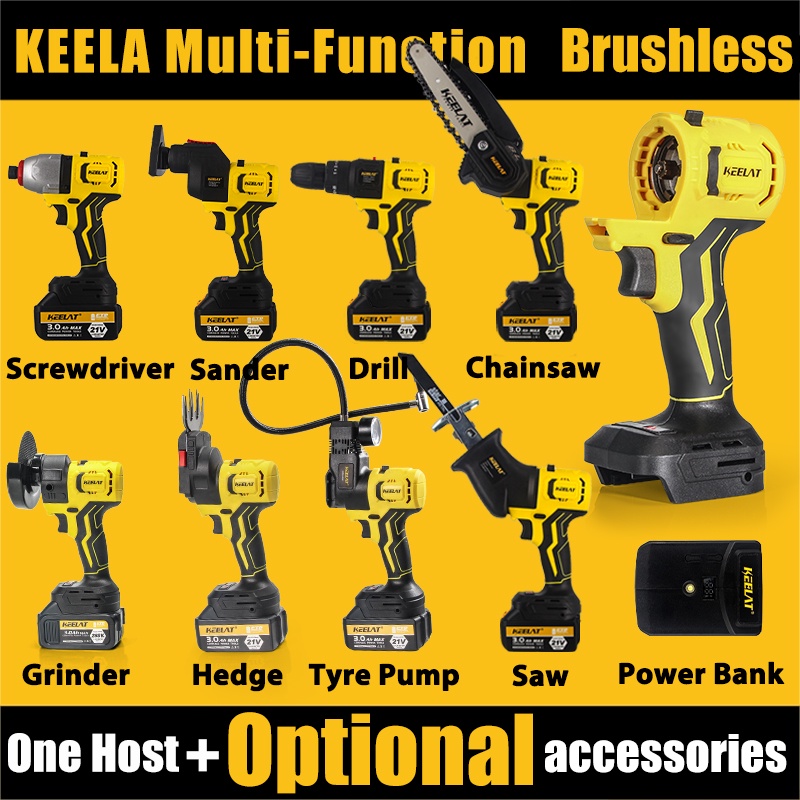 KEELAT 12 in 1 Multi-Optional Brushless Drill Set Combo Kit Cordless ...
