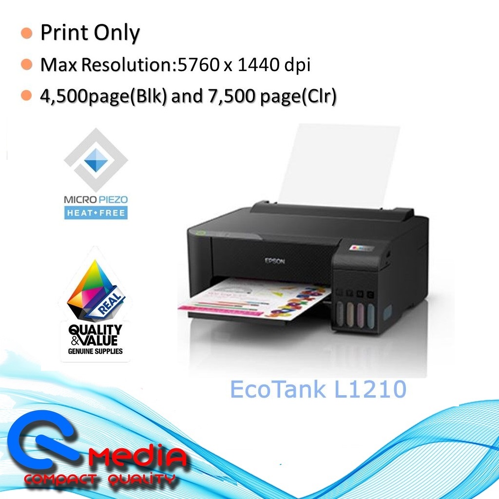 EPSON ECOTANK L1210 Replace L1110 INK TANK PRINTER (PRINT ONLY ...