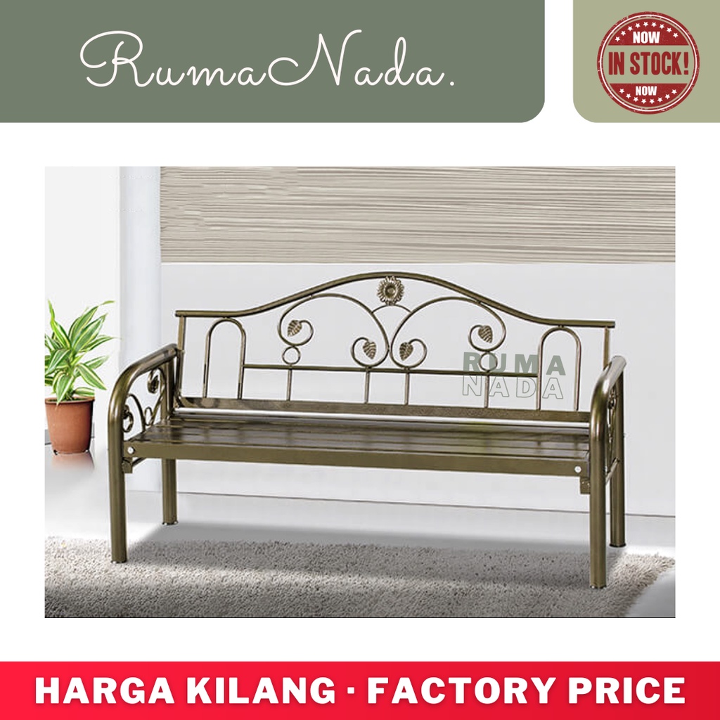 Antique Metal Bench Chair / Long Garden Bench Chair / Kerusi Taman Besi ...