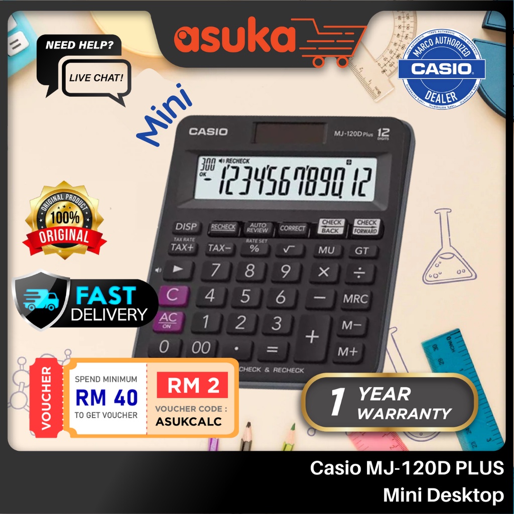 [300 Steps Check & Recheck & Tax Calculation] Casio MJ-120D PLUS Mini ...