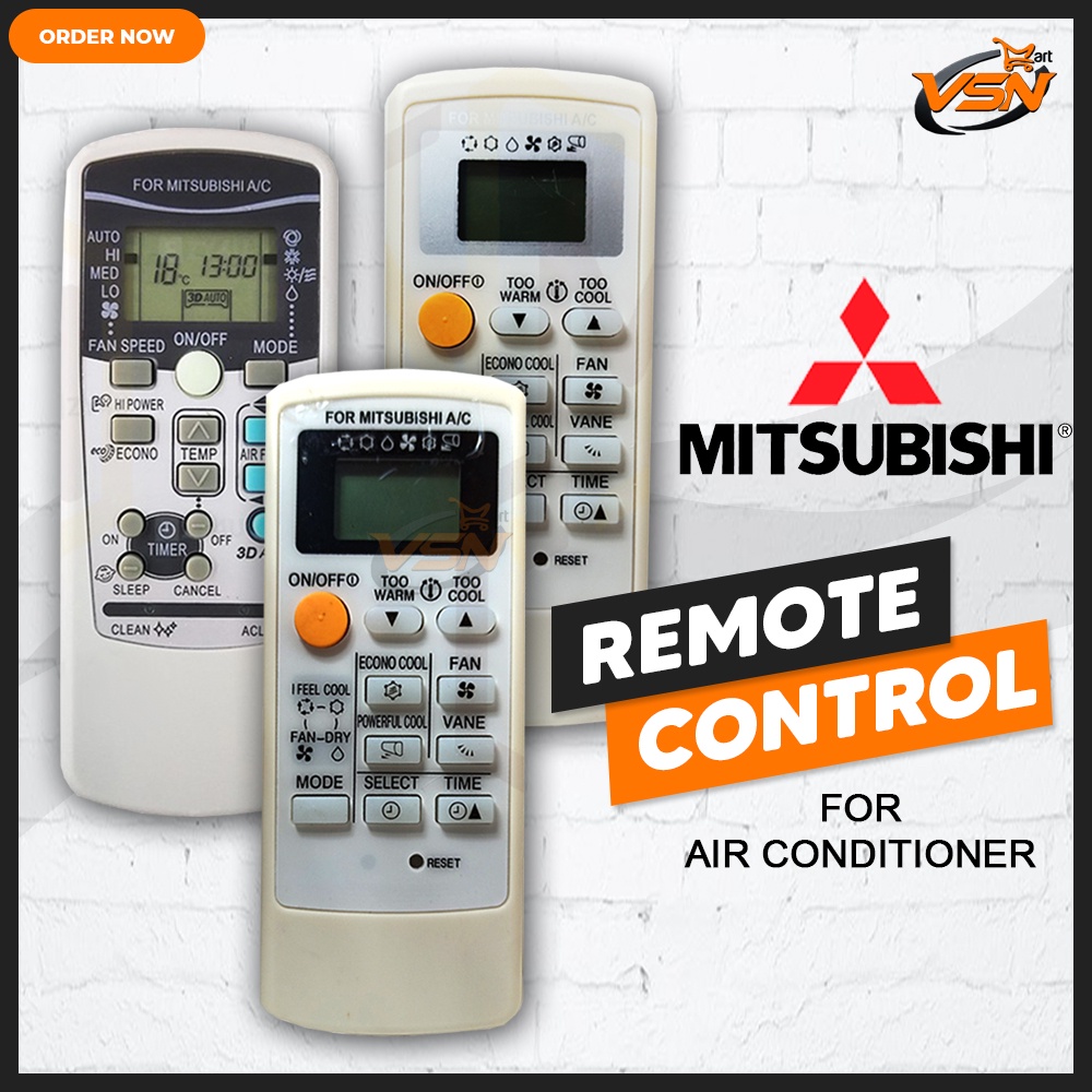 [VSNMART] Mitsubishi Aircond Air Cond Remote Control Replacement White Screen Panel / Black ...