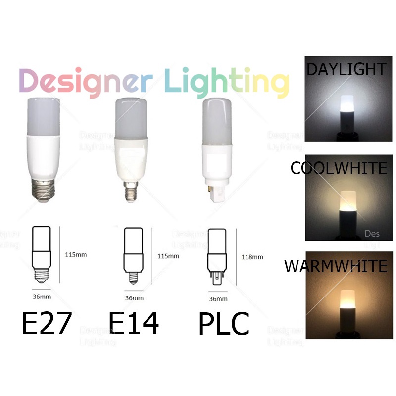 Designer Lighting [E27/PLC/E14] 10w Led Stick Bulb Mentol LED Daylight Coolwhite Warmwhite Light ...