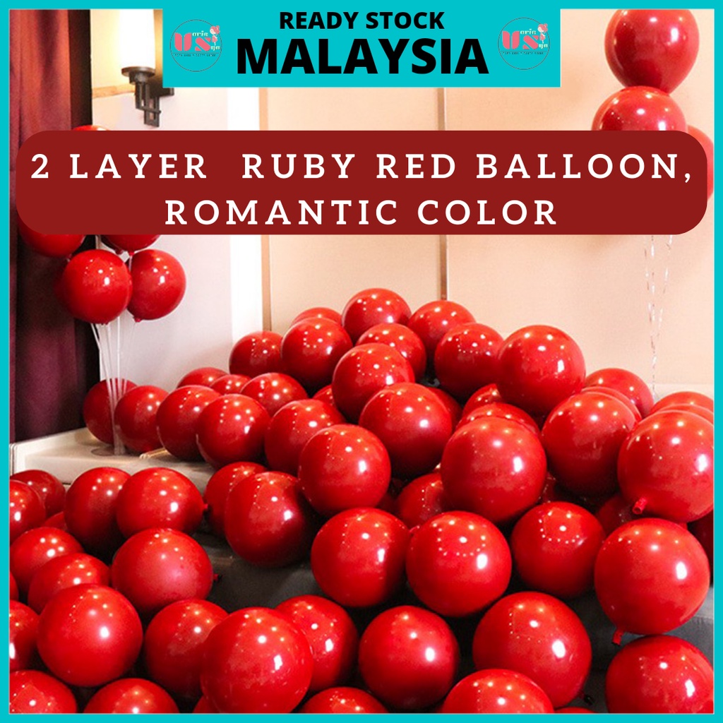 RUBY RED BALLOON 2 LAYER GLOSSY PEARL LATEX BALLOONS CHROME METALLIC ...