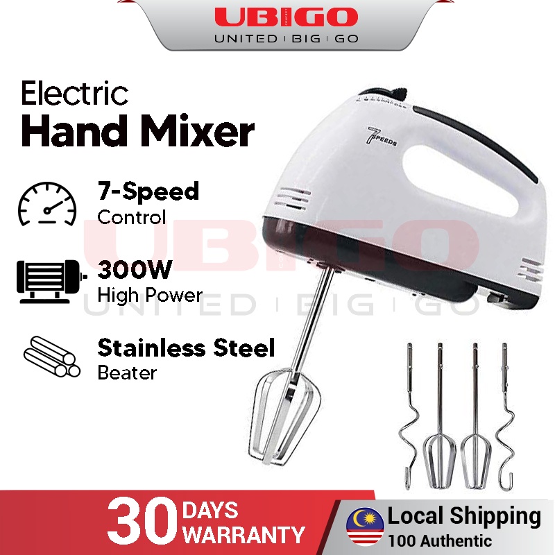 UBIGO Electric Hand Mixer Egg Beater Baking Whisk Mesin Pengadun Tepung ...
