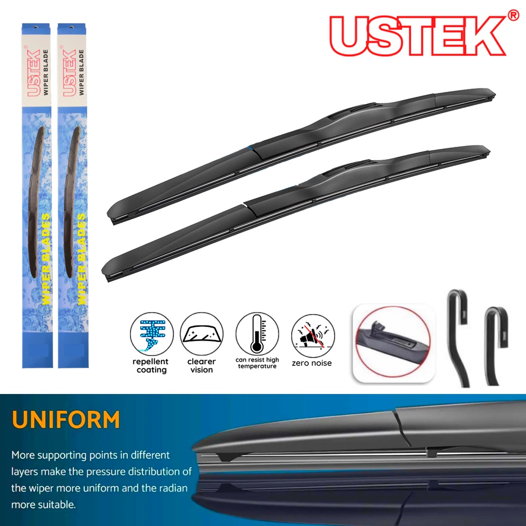 USTEK Silicone Wiper Car Japan style Hybrid Wiper Perodua Proton Toyota ...