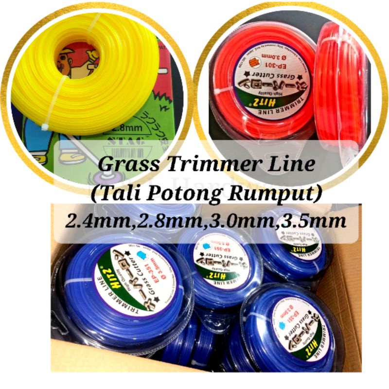 Tali Potong Rumput, Grass Cutter Nylon Trimmer Line Square 2.4mm 2.8mm ...