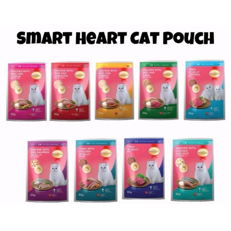 SMART HEART CAT POUCH 85G (8 FLAVOURS) - MAKANAN BASAH KUCING / CAT WET ...