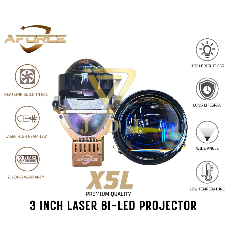 AFORCE X5L 3INCH LASER BI-LED Car Projector / Headlamp Projector 70W ( BULE FILM) 1 PAIR ...