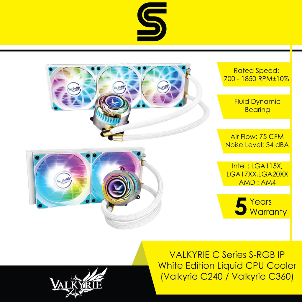 VALKYRIE C Series S-RGB IP White Edition Liquid CPU Cooler (Valkyrie ...