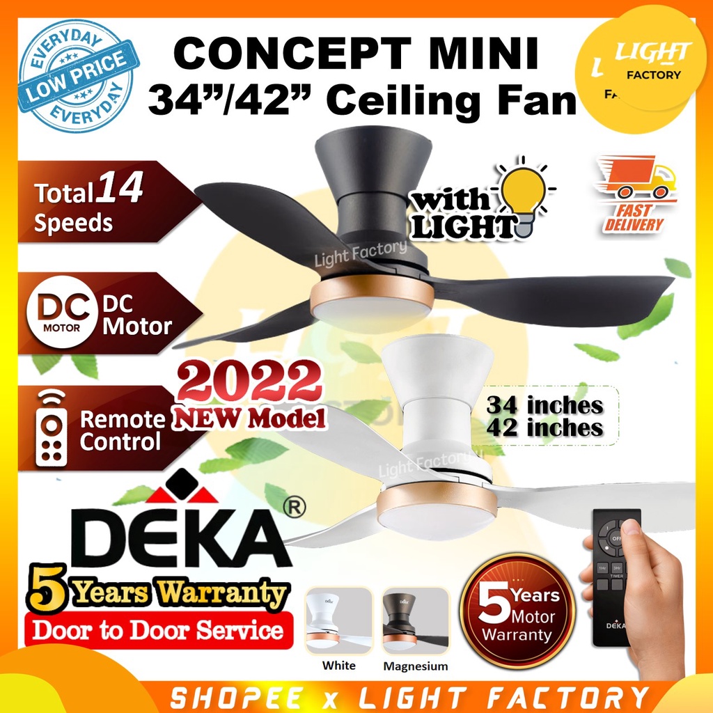 🔥NEW🔥DEKA CONCEPT MINI LED 34" 42" 3 Blade DC Baby Fan Total 14 Speed ...