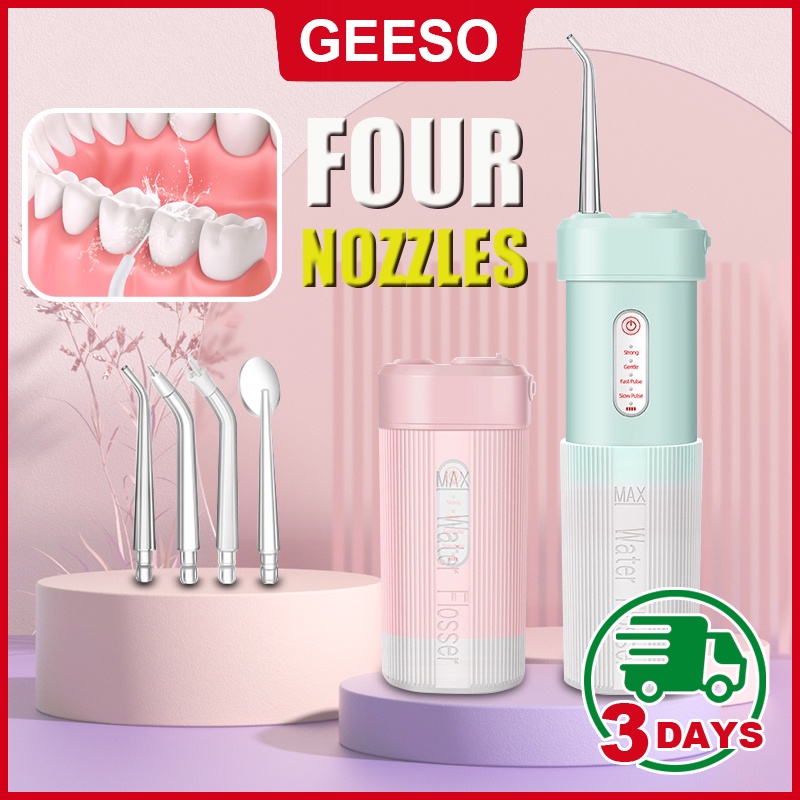 GEESO Water Flosser Portable Oral Irrigator Rechargeable Dental ...