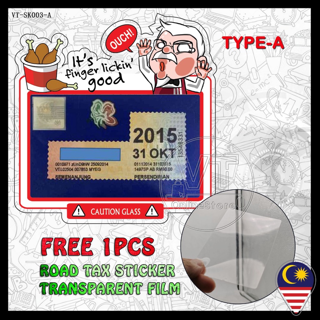 Roadtax Sticker KFC Kentucky Fried Chicken Road Tax Sticker Cute Design ...