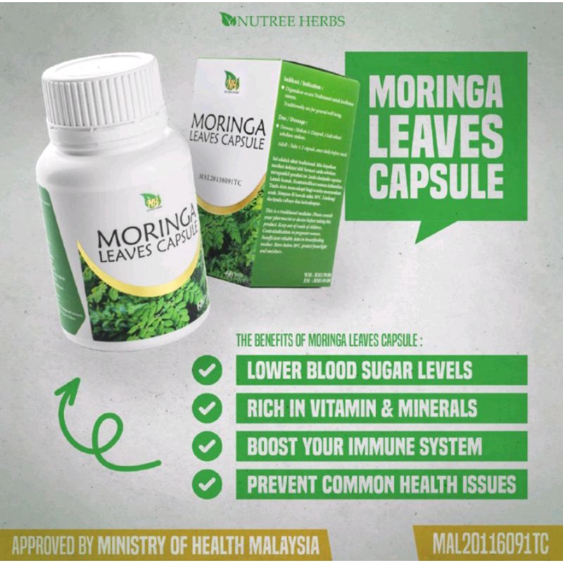 Nutree Herbs Capsule Moringa Oleifera Kapsul Kelor 💯 Original from HQ Ready stock Fast Ship ...