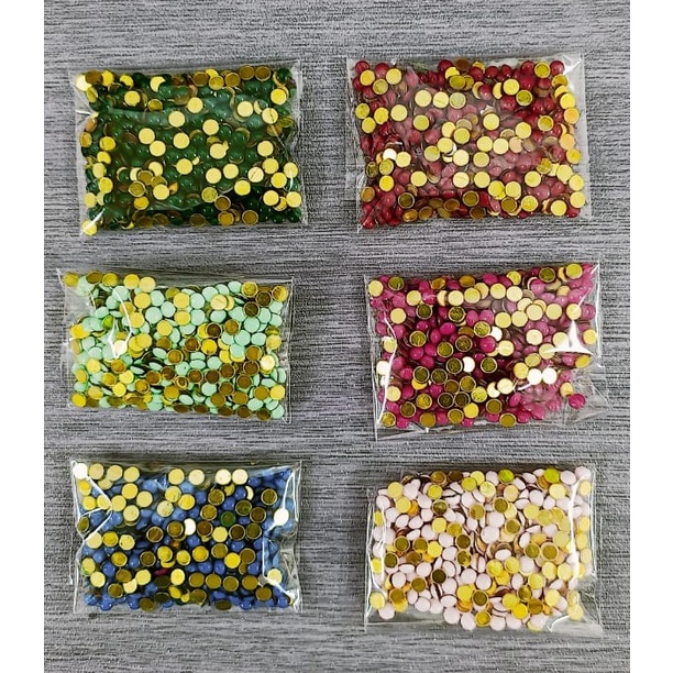 (MATT) Kundan Stone - Round -Tilagam /Tilak (Sticking/ Glue Type ) Aari ...