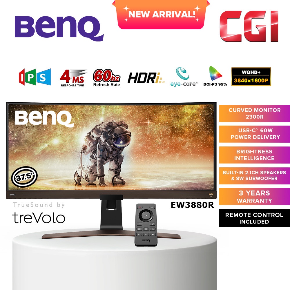 BenQ 37.5" EW3880R IPS WQHD+ 60Hz 4ms HDRi HDR10 USB-C Eye Care ...
