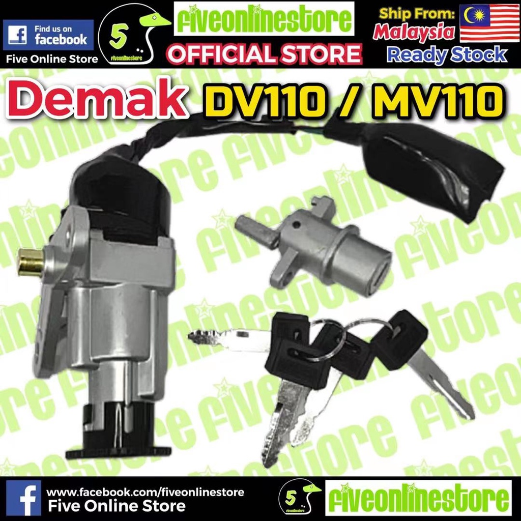 Demak DV110 / MV110 Main Switch Set & Seat Lock DV MV 110 Key Set Suis Kunci Motor Set Lock Assy ...