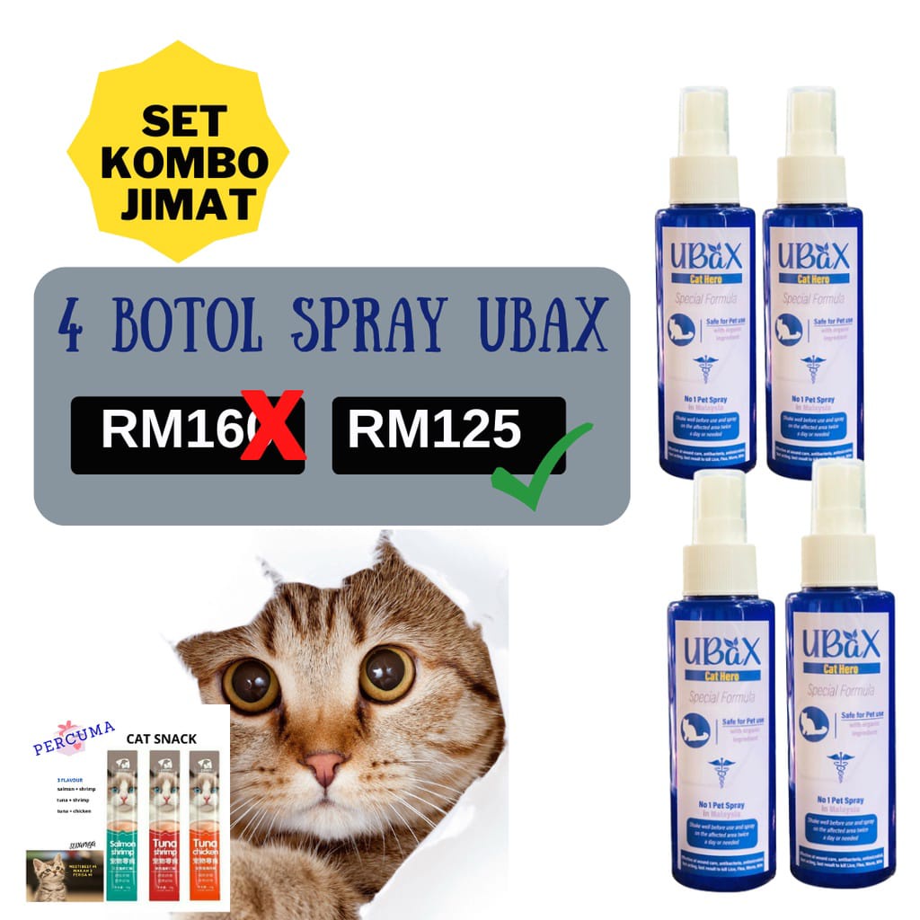 Spray Ubax Kucing Kutu Kucing Kurap Luka Hama Pets Fungus 100mL CAT ...