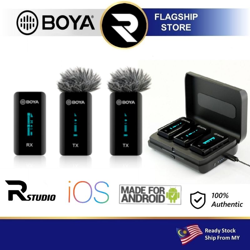 BOYA BY-XM6 K2 Wireless 2 Microphone with Charging Case 2.4GHz Mic for ...