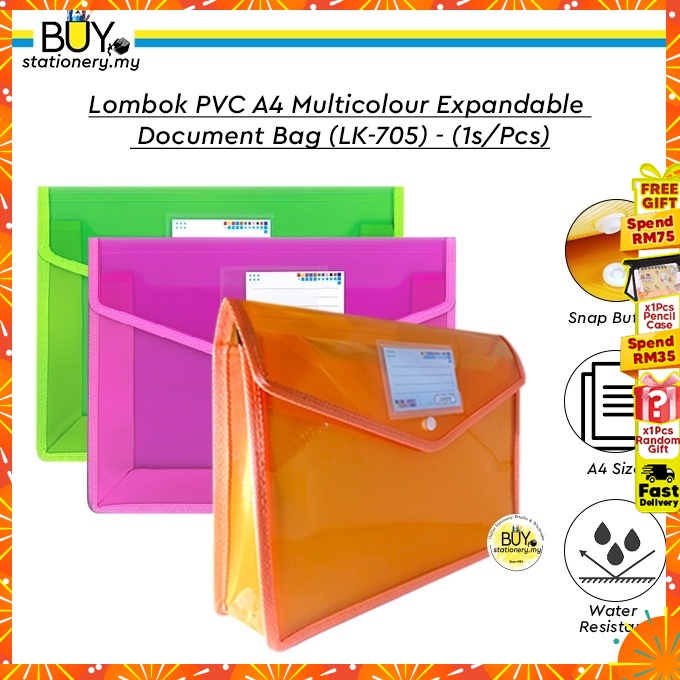 Lombok PVC A4 Colour Expandable Document Bag LK-705 - (1s/Pcs) Fail ...