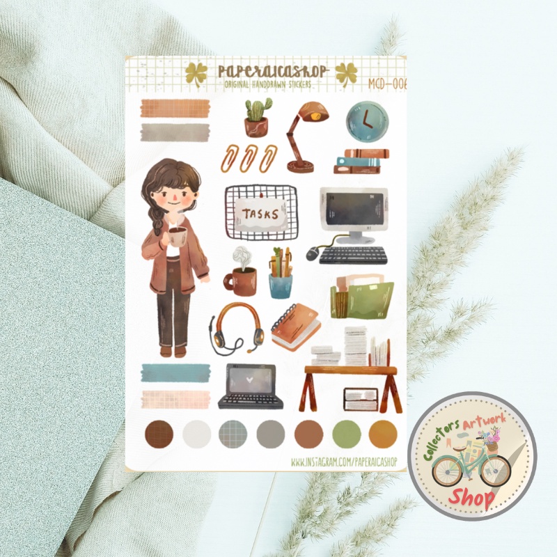 Cute WFH Girl Stickers, Online Classes Girl Stickers, Study Stickers ...