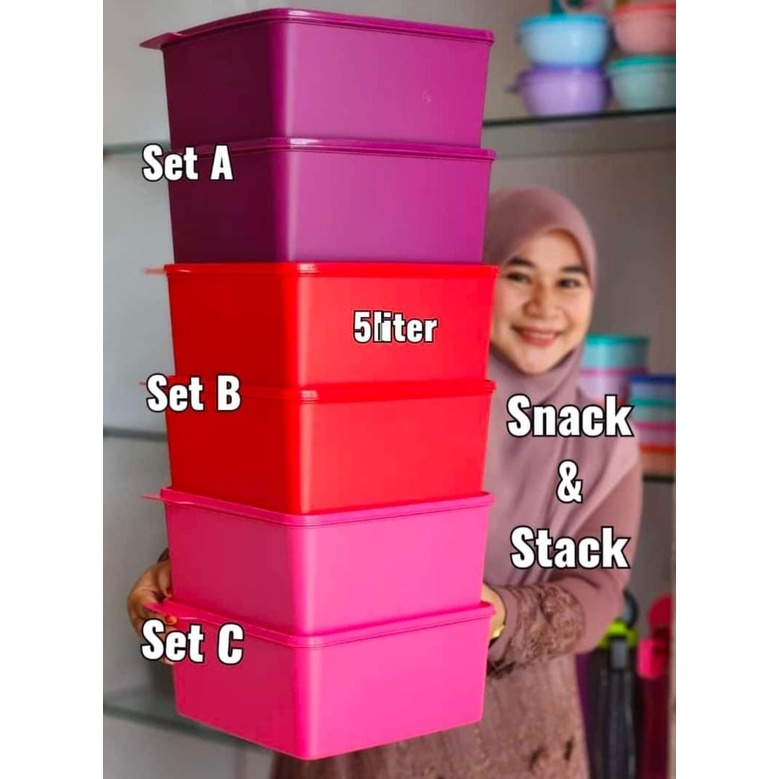 Tupperware Large Snack N Stack 5.0L Bekas Makanan Besar Food Storage ...