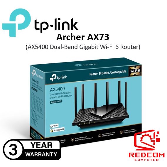 TP-LINK ARCHER AX73 AX5400 Dual-Band Gigabit Wi-Fi 6 Router | Shopee ...