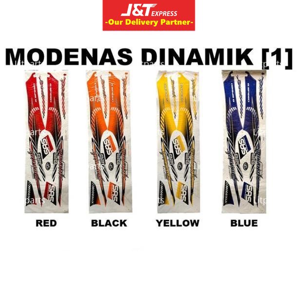 Modenas DINAMIK (1) Body Sticker Stripe Yellow / Red / Blue / Black ...
