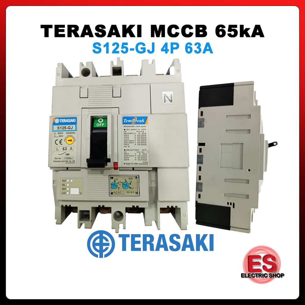 TERASAKI S125-GJ 63A 4 Pole MCCB, 65KA, 63A | Shopee Malaysia
