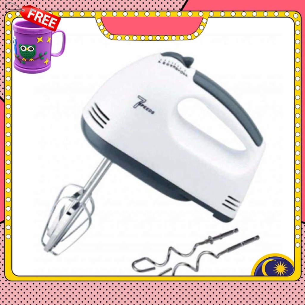 FREE GIFT 7 Speed Portable Electric Egg Beater Blender baking hand ...