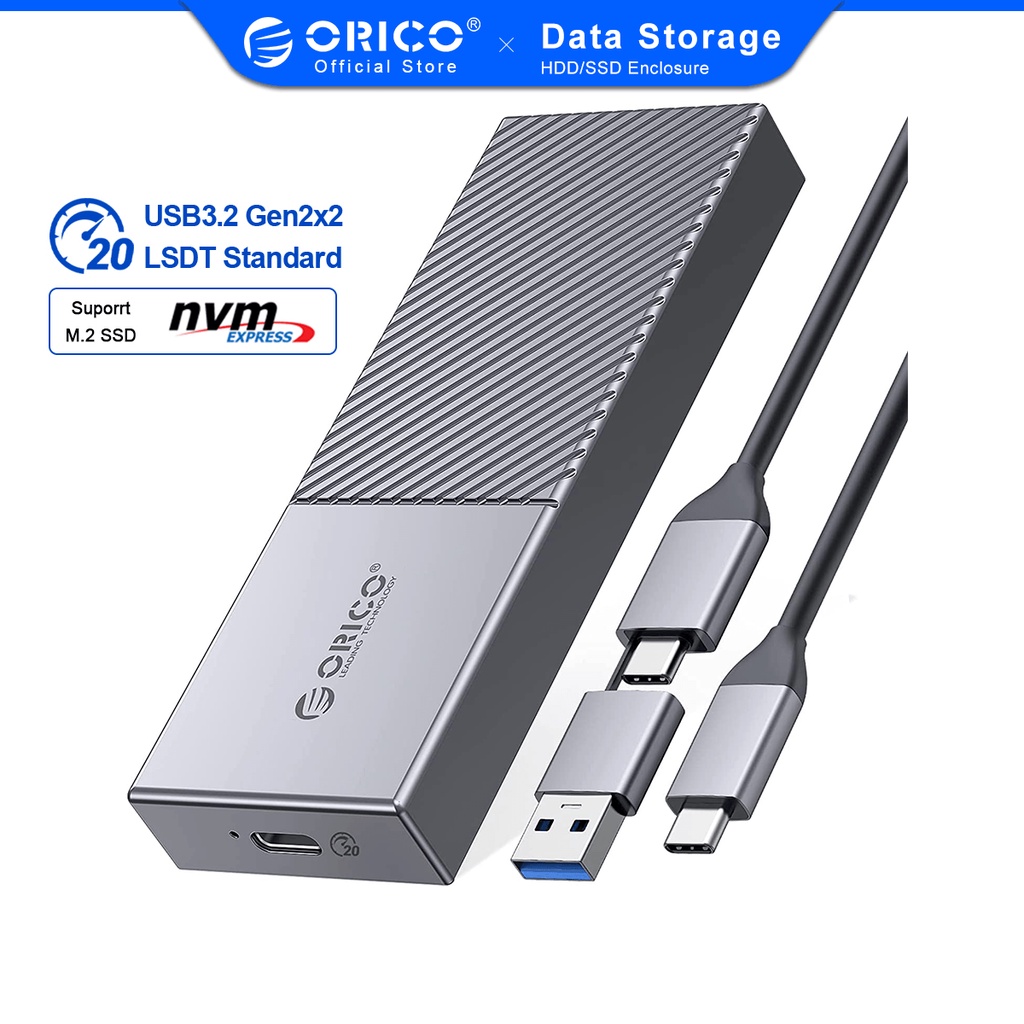 ORICO 20Gbps USB C to M.2 NVMe SSD Enclosure Reader USB 3.2 Gen2x2 to NVMe PCIe M-Key Solid ...