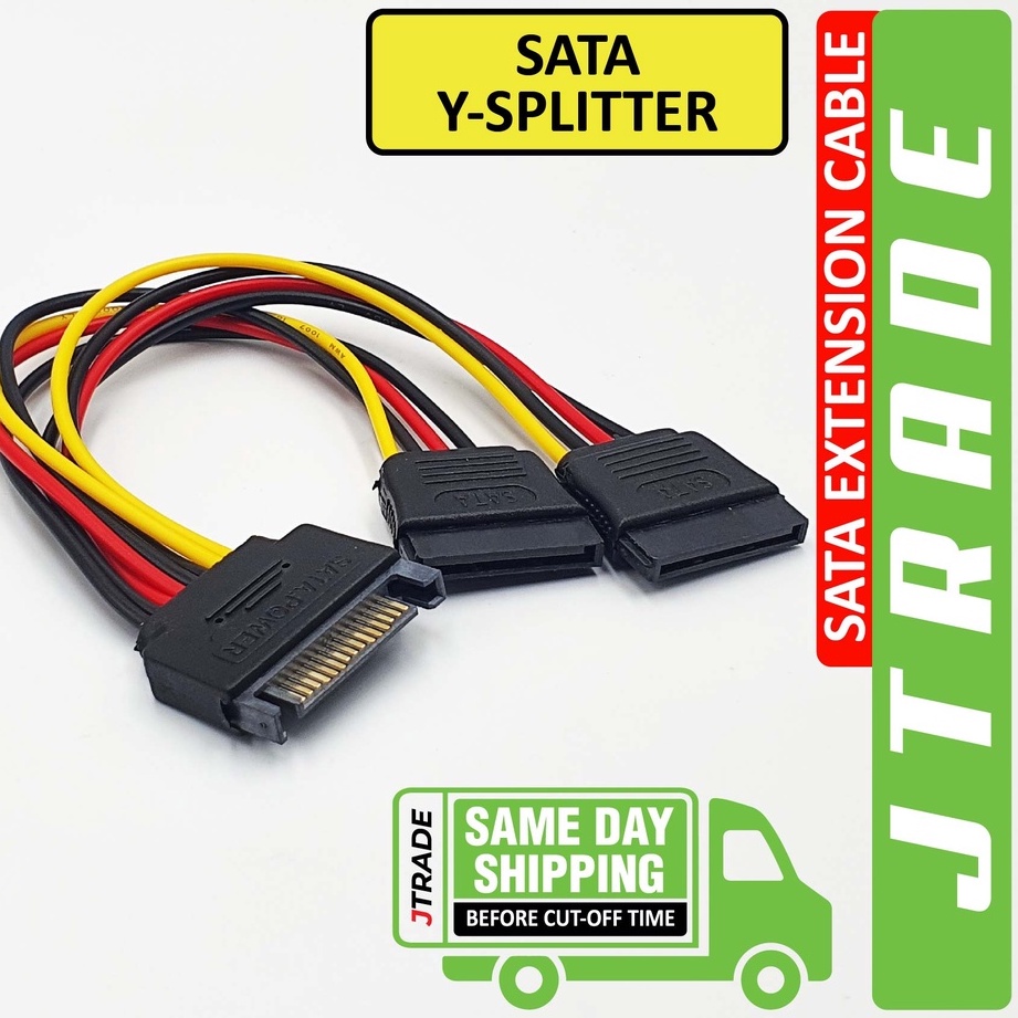 SATA 15 Pin Male to Two SATA Female 15 Pin Y Splitter Power Cable ...