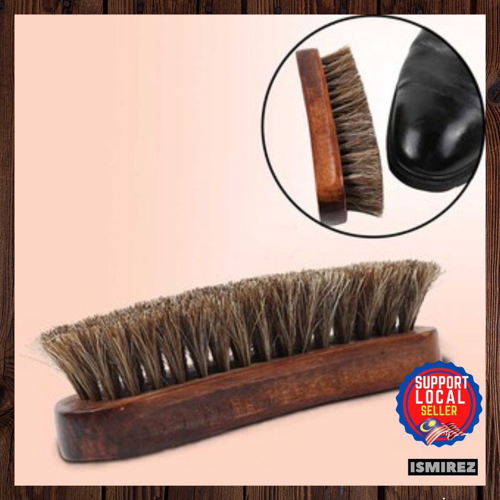 Shucare Horsehair Nylon Cleaning Polish Shoe Brush Berus Kasut Bulu ...