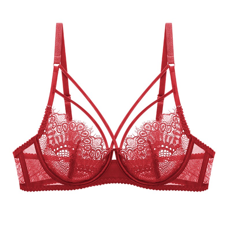 Red Ultra Thin Sexy Lace Lingerie Big Chest Slimming Thin Belt Breast
