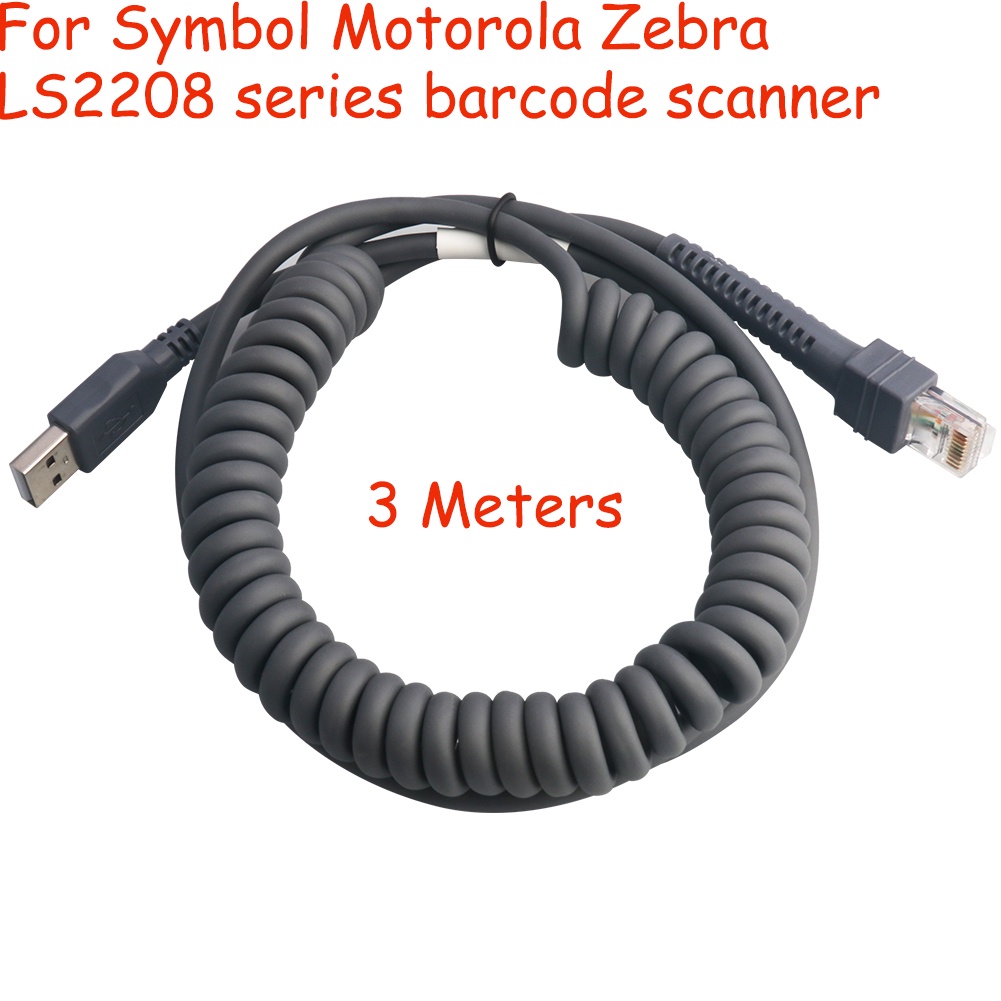 Coiled USB Type A Cable 3M LS2208-SR LS3408 LS1203 LS4208 DS3408-HD USB ...
