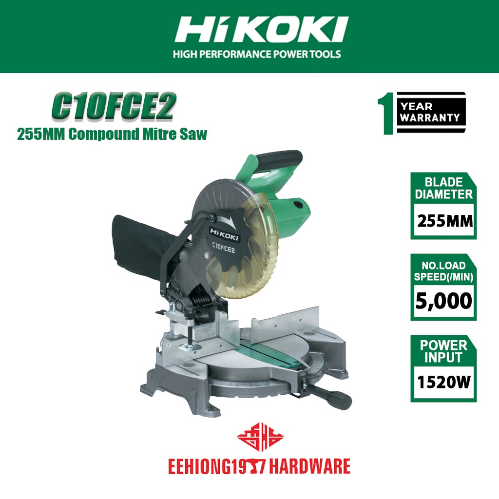 HIKOKI C10FCE2 255mm (10") Compound Miter Saw 10FC / C10FCE 1520W Cut Off Machine | Shopee Malaysia