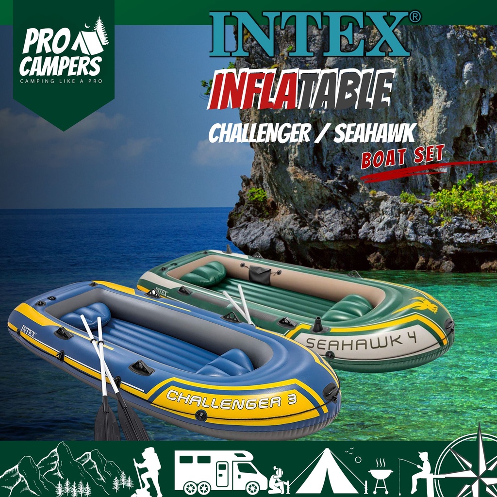 Intex Inflatable Boat Set Challenger / Seahawk Fishing Or Kayak Boat ...
