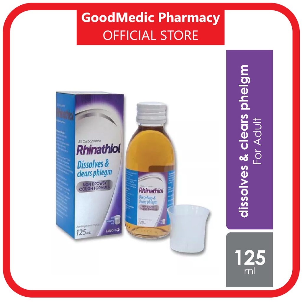 Rhinathiol 5% Carbocisteine Dissolves & Clears Phlegm 125ml Non Drowsy ...