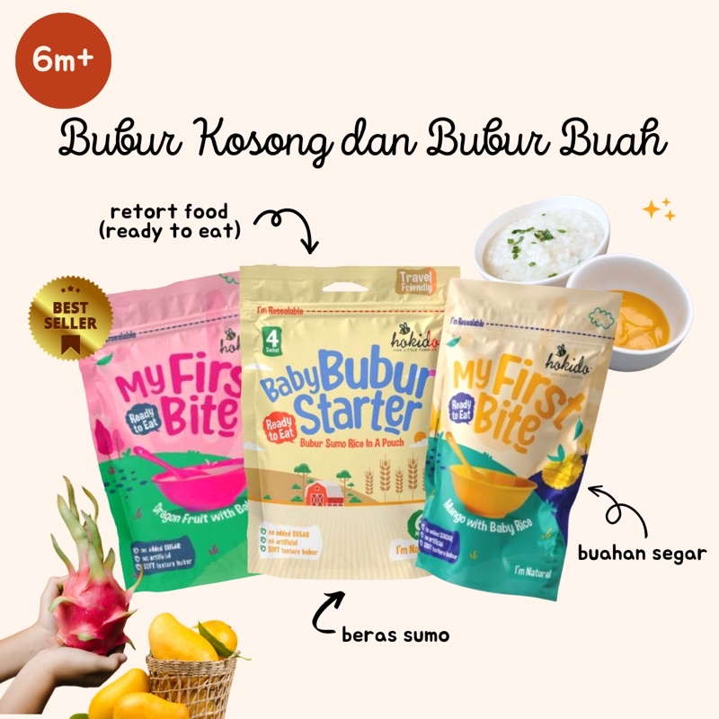 Baby Food Ready to Eat 6m+ Bubur Kosong Beras Sumo Bubur mangga/dragon fruit (Hokido) | Shopee ...